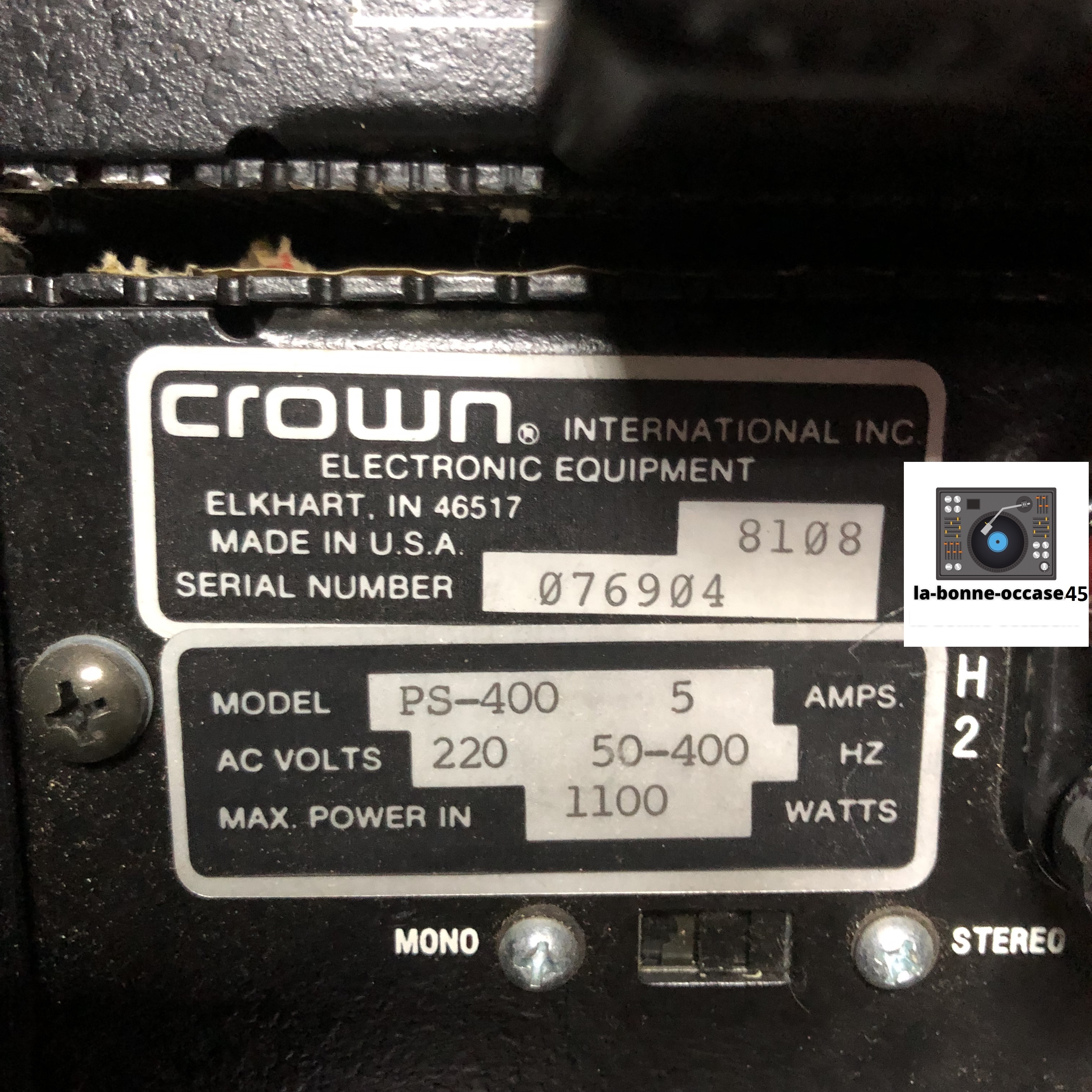 Vend ampli PS 400 Crown occasion (Centre) - Audiofanzine