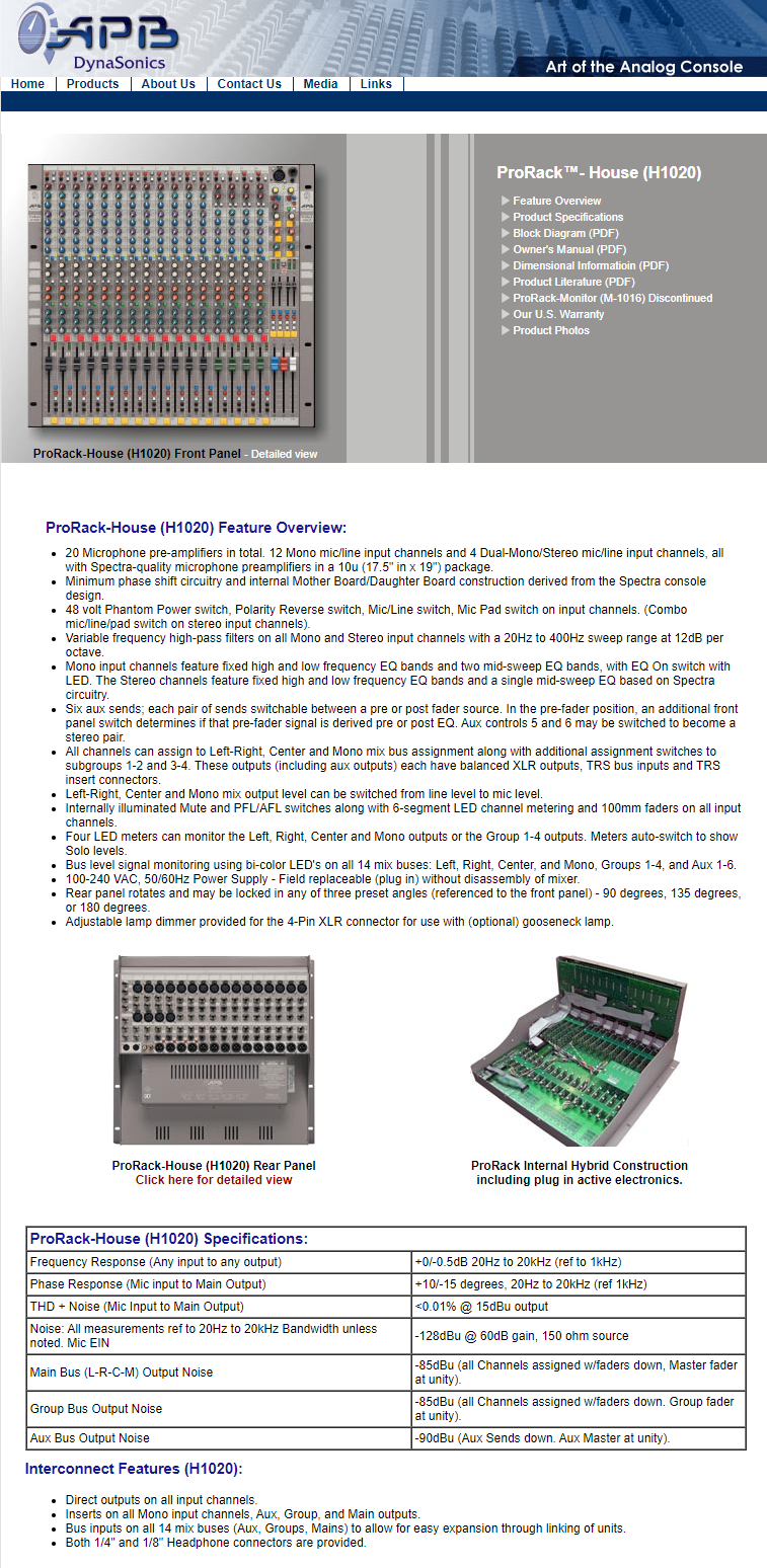 ProRack House H1020 - APB DynaSonics ProRack House H1020 - Audiofanzine