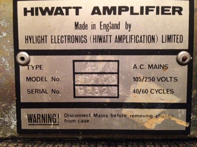 Custom Slave 100 Head - Hiwatt Custom Slave 100 Head - Audiofanzine
