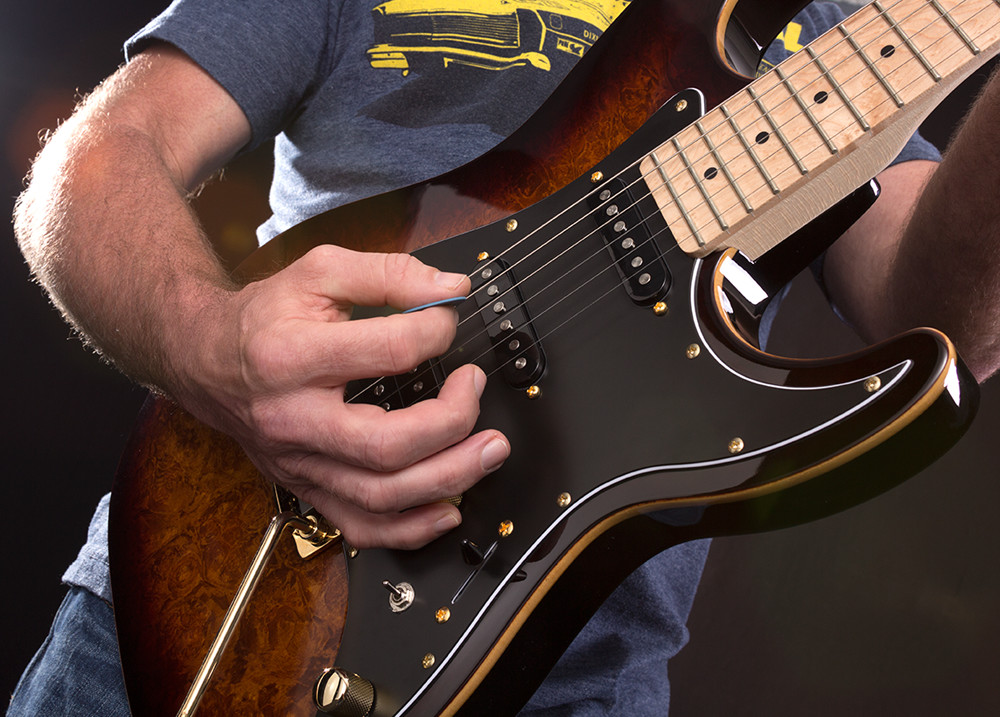 Custom Collection CC60 Burl Burst guitare électrique Epic Eleven Mod ...