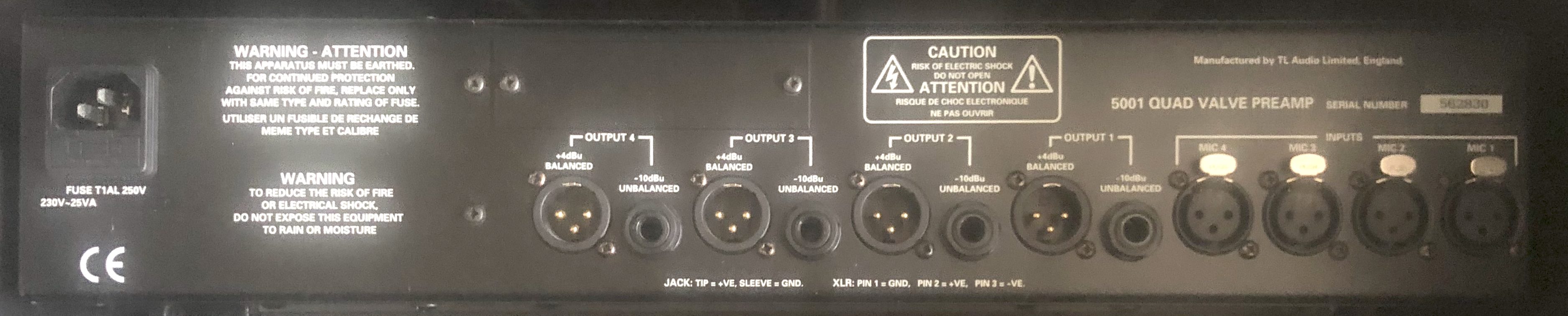 5001 4-Channel Tube Mic Preamp TL Audio - Audiofanzine
