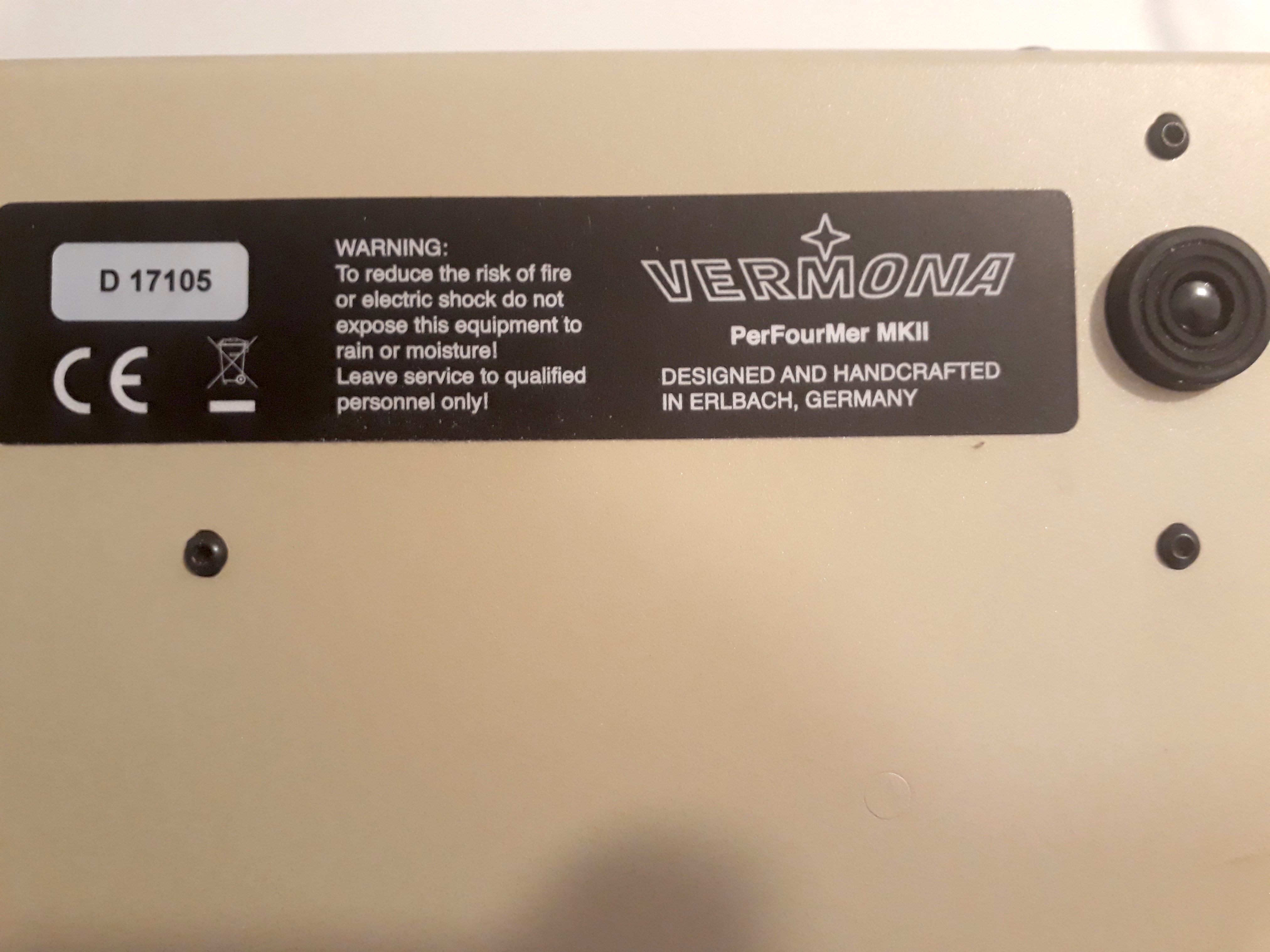 PERFOURMER MKII - Vermona PerFourMer MKII - Audiofanzine