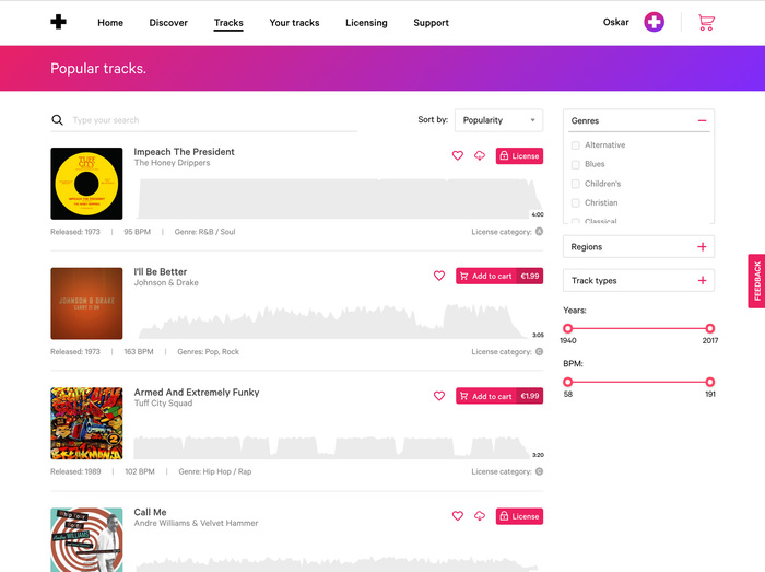 Tracklib gère les licences des samples de morceaux utilisés dans la production musicale ...